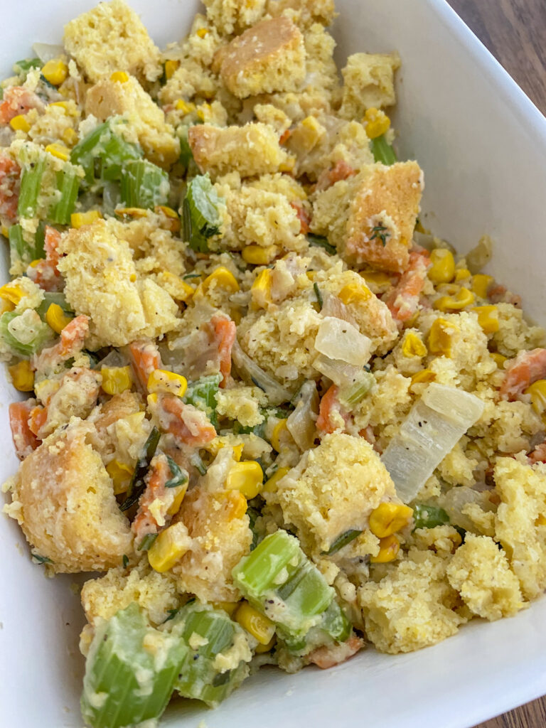 Easy Vegan Cornbread Stuffing - Peanut Butter and Jilly
