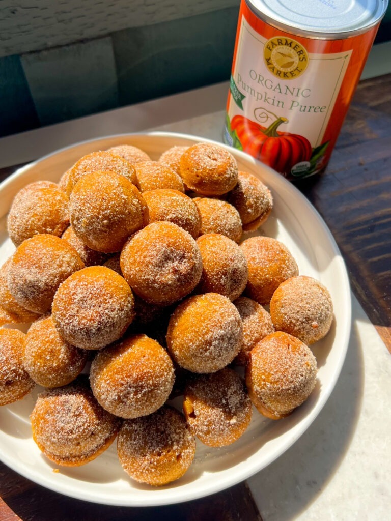 Cinnamon Sugar Pumpkin Donut Holes - Peanut Butter and Jilly